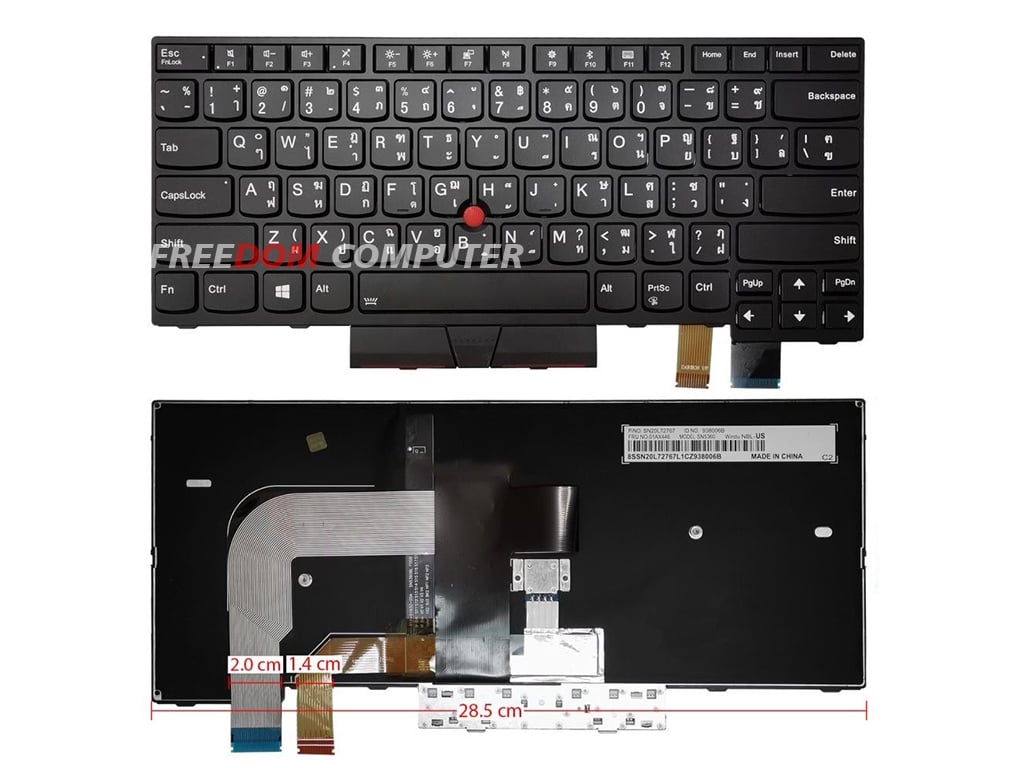 KEYBOARD คีย์บอร์ด Lenovo Thinkpad T470 T480 A475 A485 ไทย อังกฤษ มีไฟ ...